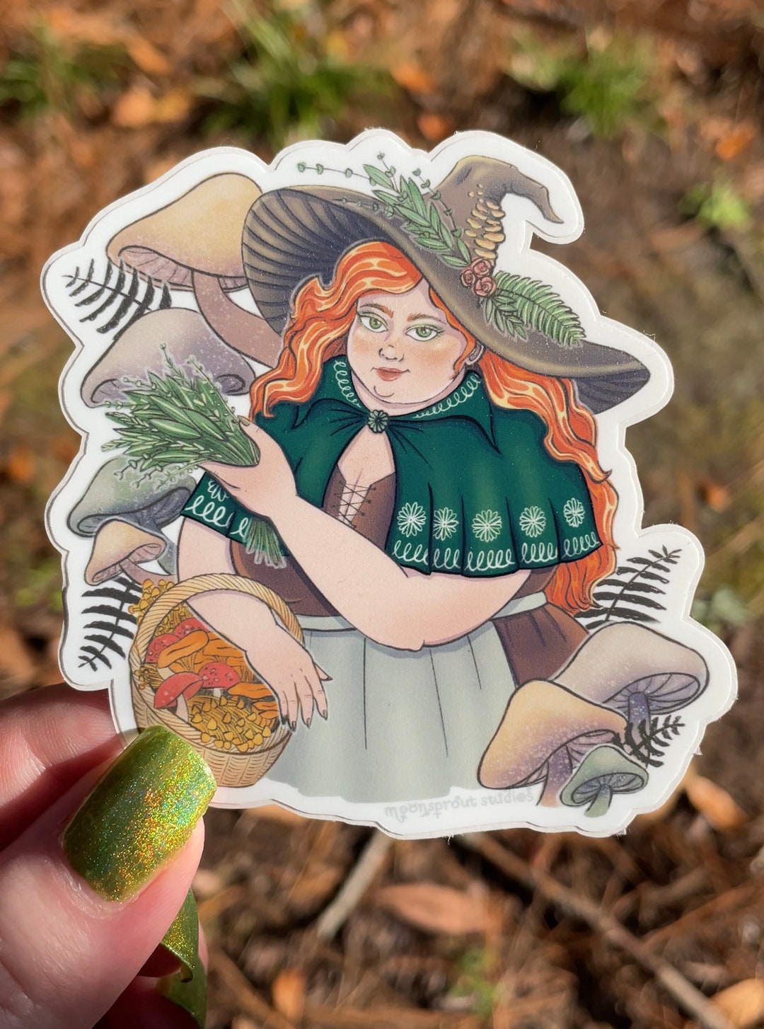 Forest Witch Sticker Fat Plus Size Mushroom Cottage Waterproof Body ...
