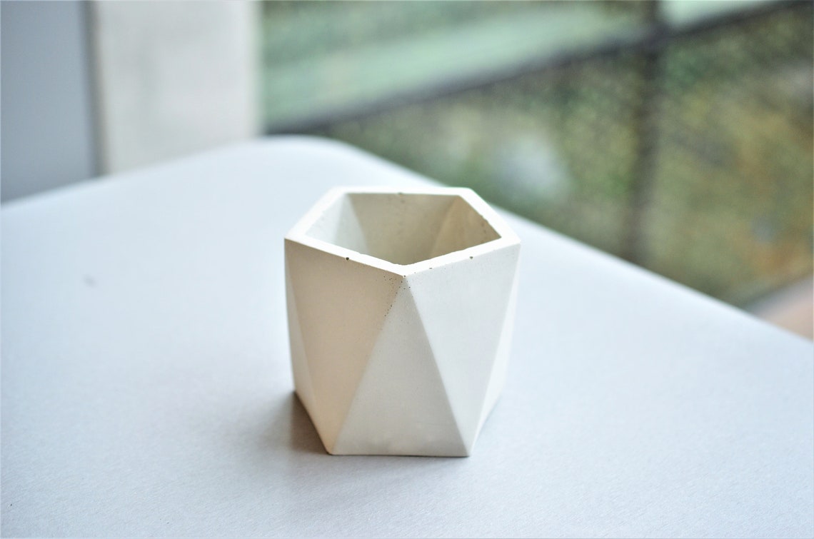 Tall Pentagonal Antiprism Pot | Geometric Concrete Planter | Cement ...