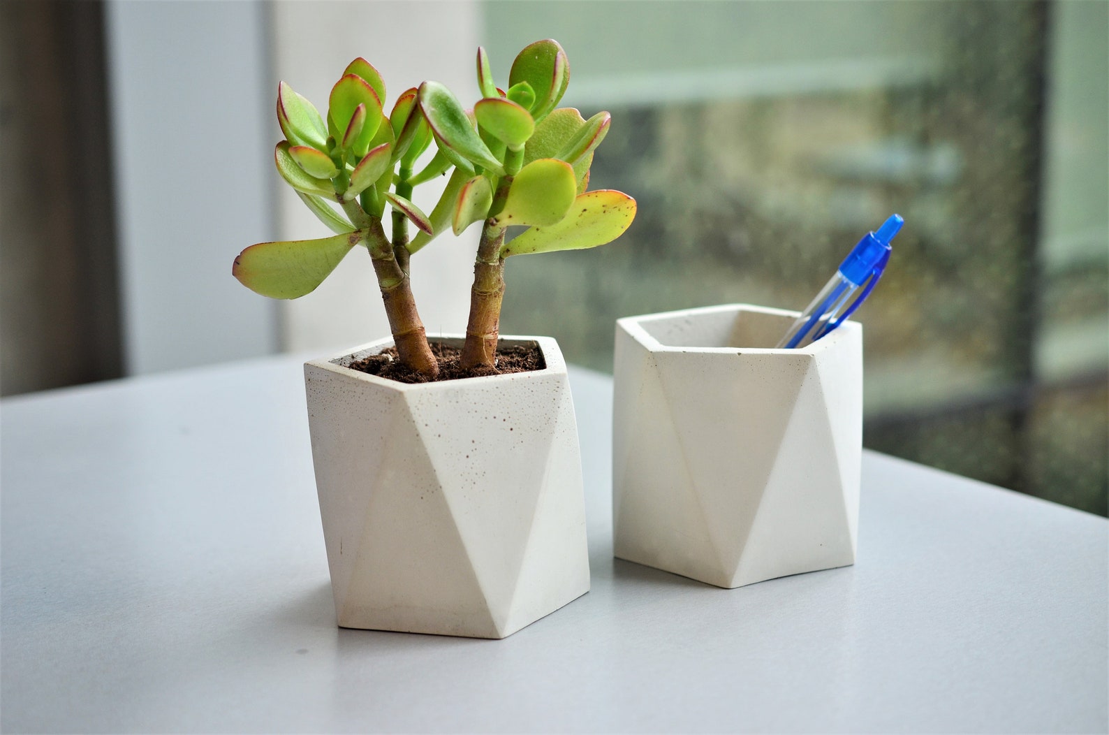 Tall Pentagonal Antiprism Pot | Geometric Concrete Planter | Cement ...