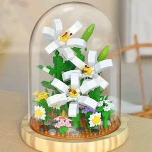 Flower Bouquet Building Block Set: Sculpture Display With Dust Cover - Etsy