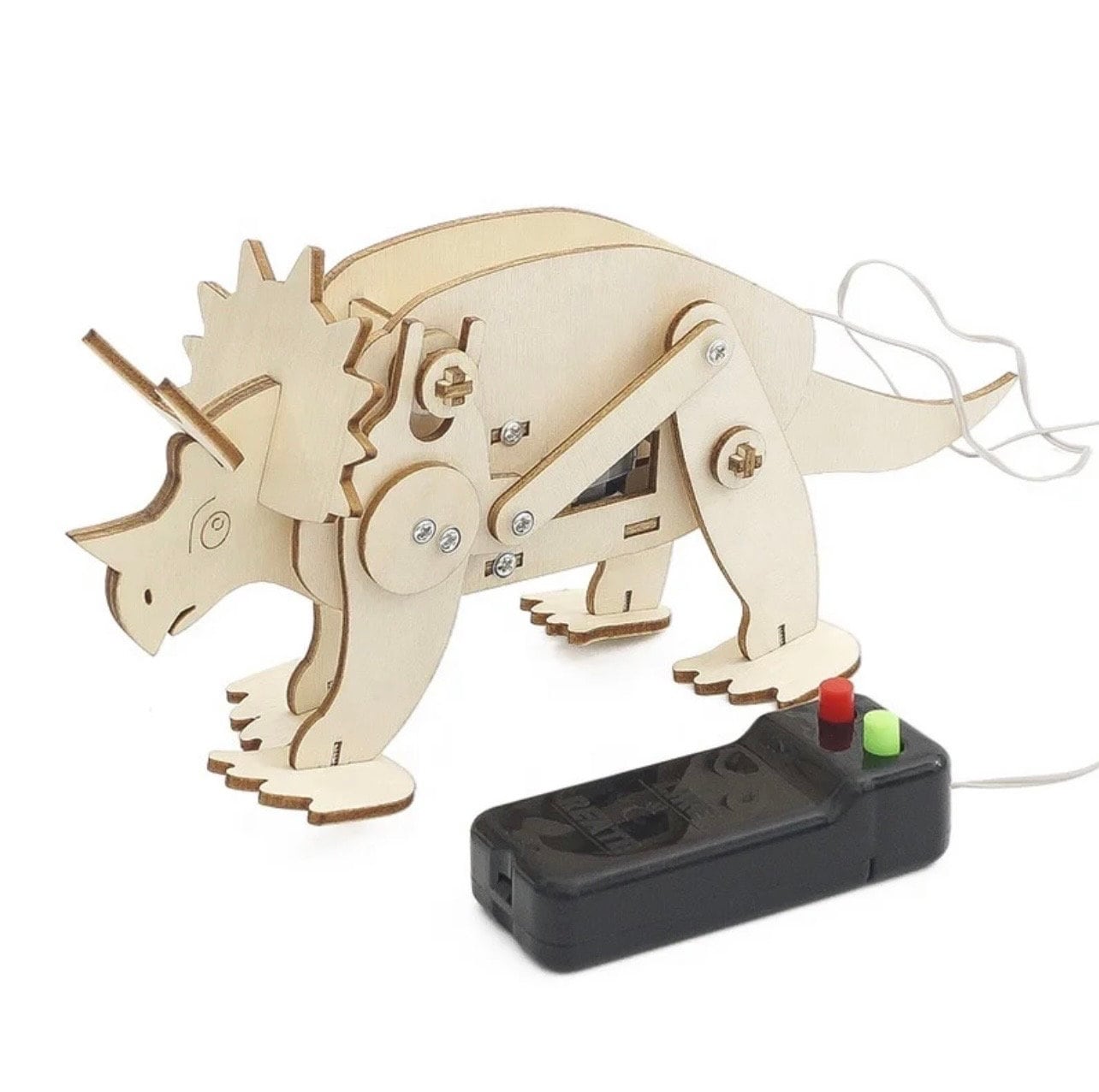 DIY Kit Wooden Remote Control 3D Walking Triceratops Toy• Educational ...