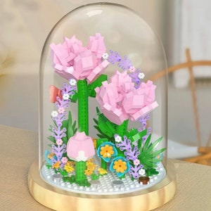 Flower Bouquet Building Block Set: Sculpture Display With Dust Cover - Etsy