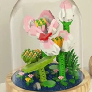 Flower Bouquet Building Block Set: Sculpture Display With Dust Cover - Etsy
