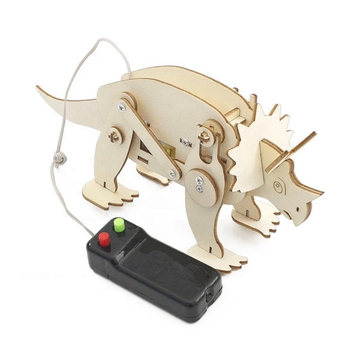 DIY Kit Wooden Remote Control 3D Walking Triceratops Toy Educational ...