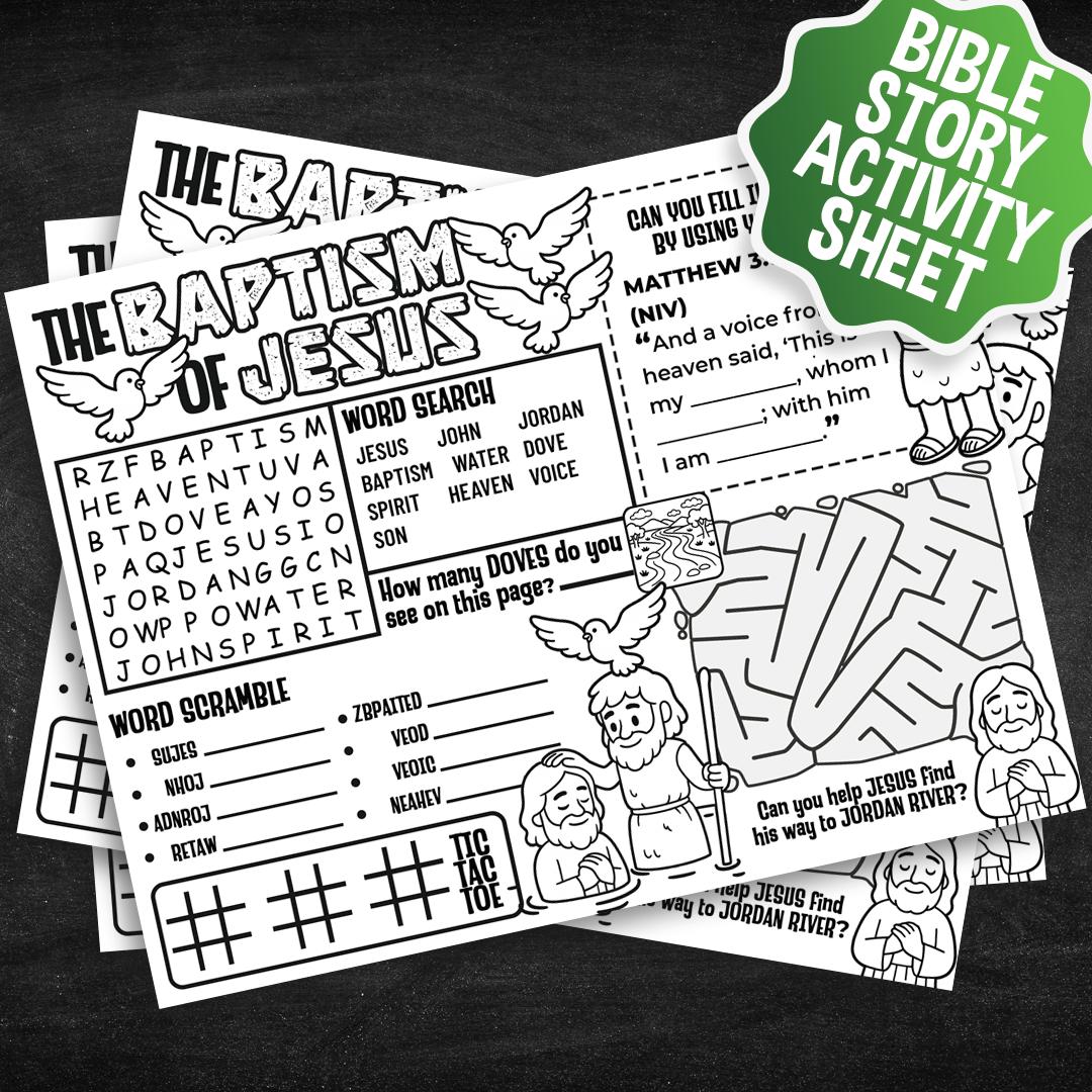 The Baptism of Jesus Activity Sheet – Instant Download, Great Craft for ...