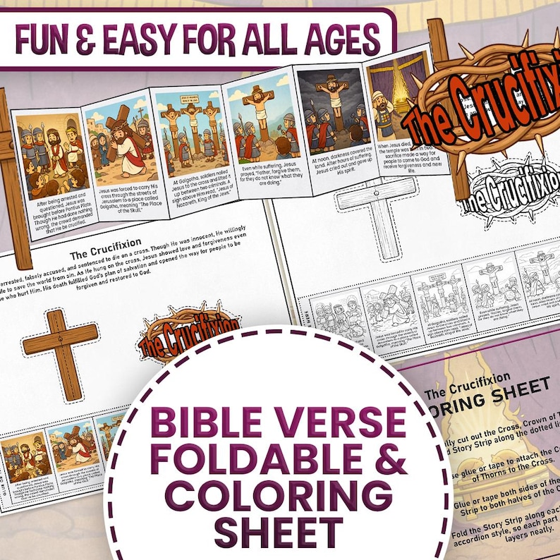 Crucifixion Craft Printable, Jesus on the Cross Bible Story Activity ...