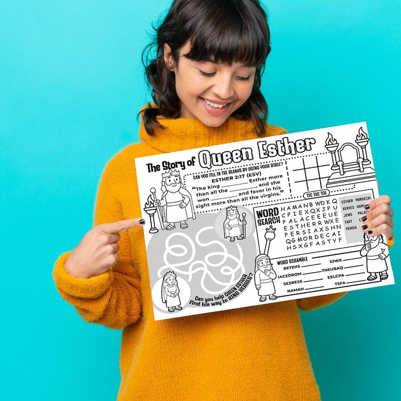 Queen Esther Activity Sheet – Instant Download, Great Craft for ...