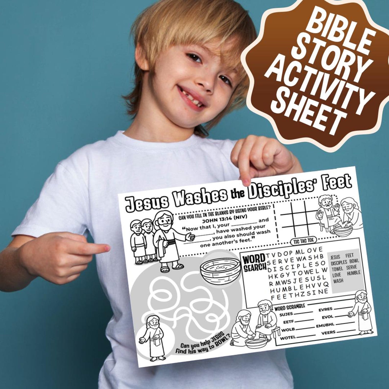 Jesus Washes the Disciples Feet Activity Sheet – Instant Download ...
