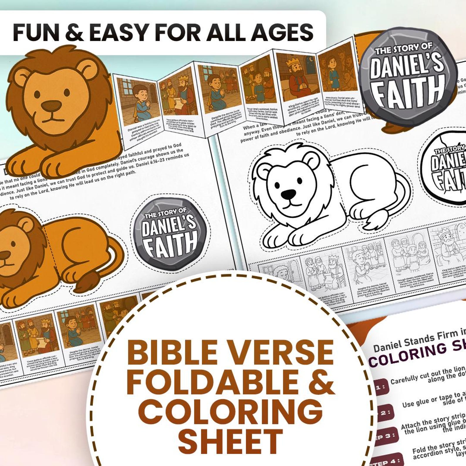 Instant Download Daniel and the Lions Den Foldable Craft Activity ...