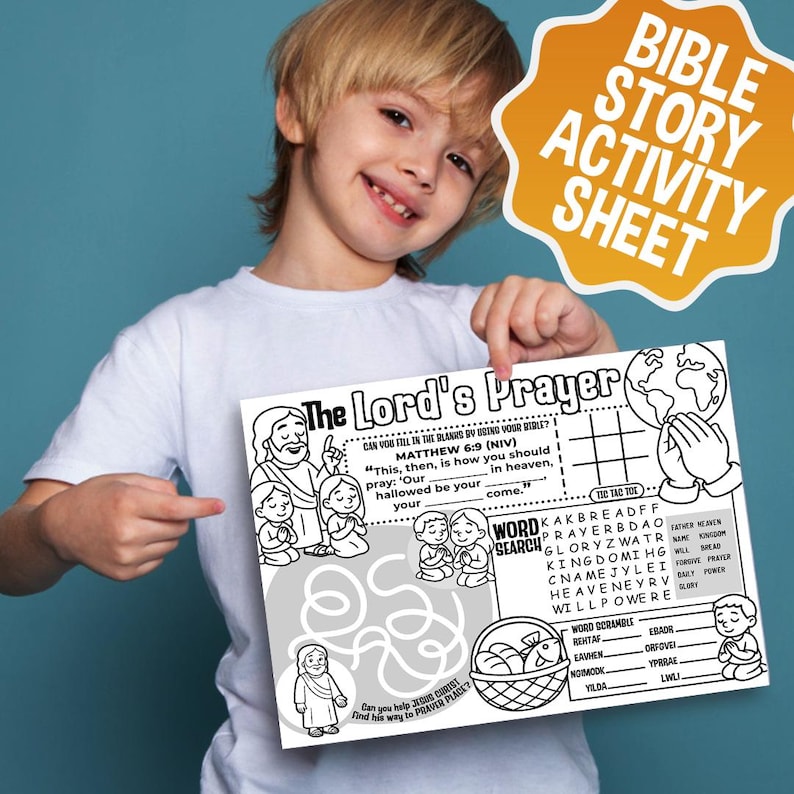 Lord’s Prayer Craft Printable, Bible Activity Page for Kids, Sunday ...