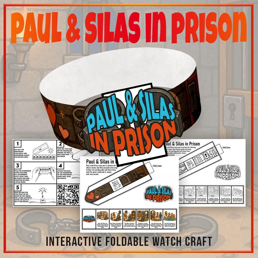 Paul and Silas in Prison Bracelet Craft for Kids, Bible Story Craft ...