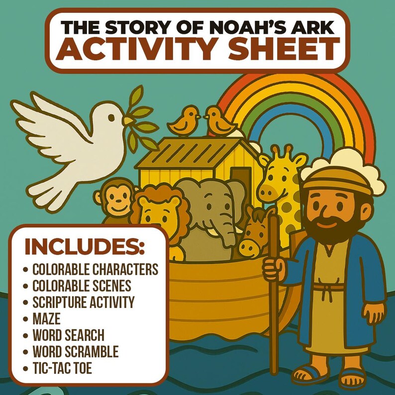 Noah's Ark Bible Activity Sheet – Instant Download, Great Craft for ...