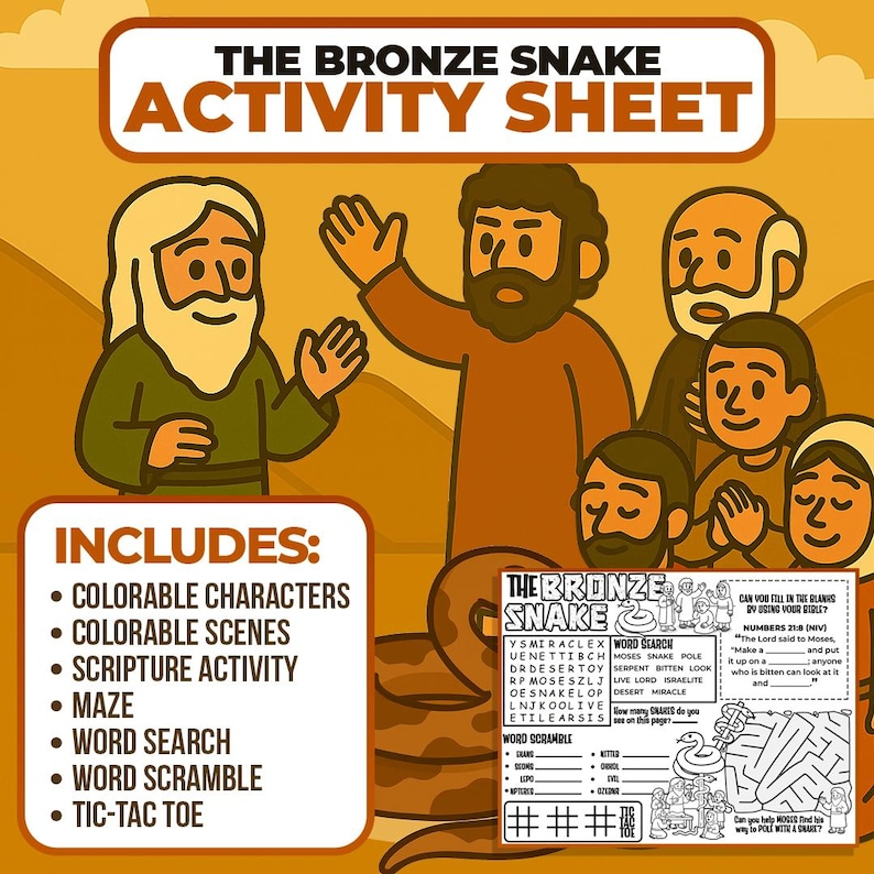 The Bronze Snake Activity Sheet – Instant Download, Great Craft for ...