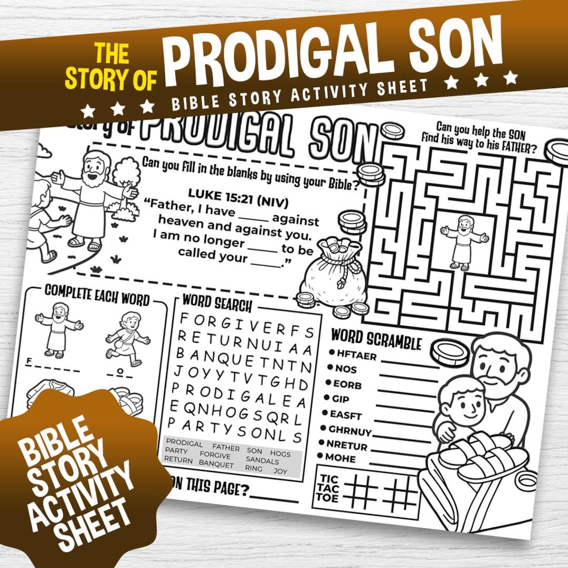 The Prodigal Son Activity Sheet – Instant Download, Great Craft for ...