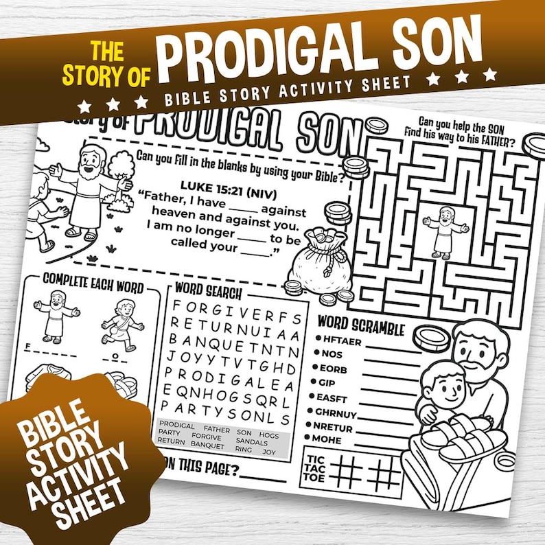 The Prodigal Son Activity Sheet – Instant Download, Great Craft for ...