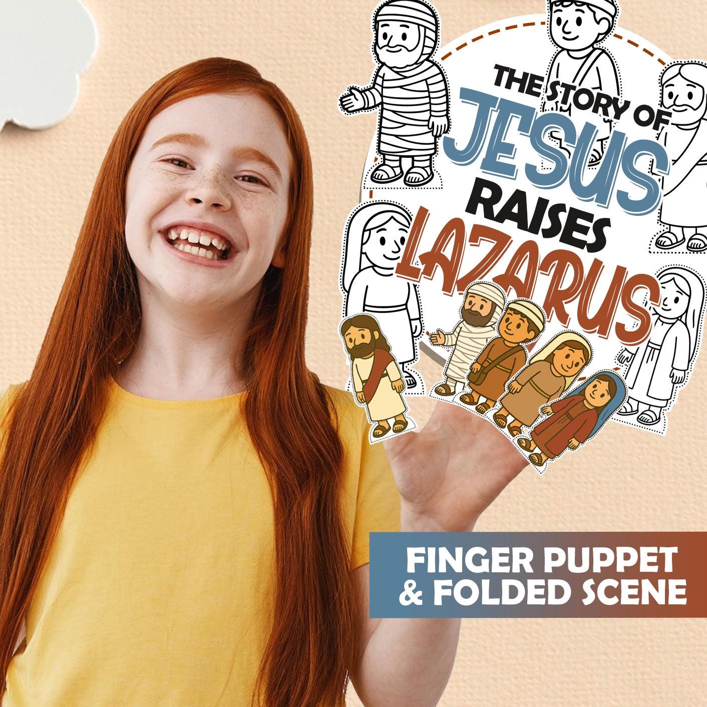 Jesus Raises Lazarus Finger Puppet Craft Instant Download, Interactive ...