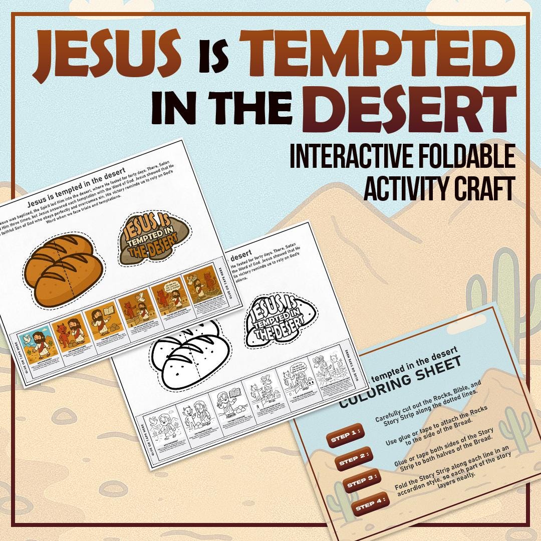 Jesus Tempted in the Desert Craft Instant Download, Great for Christian ...