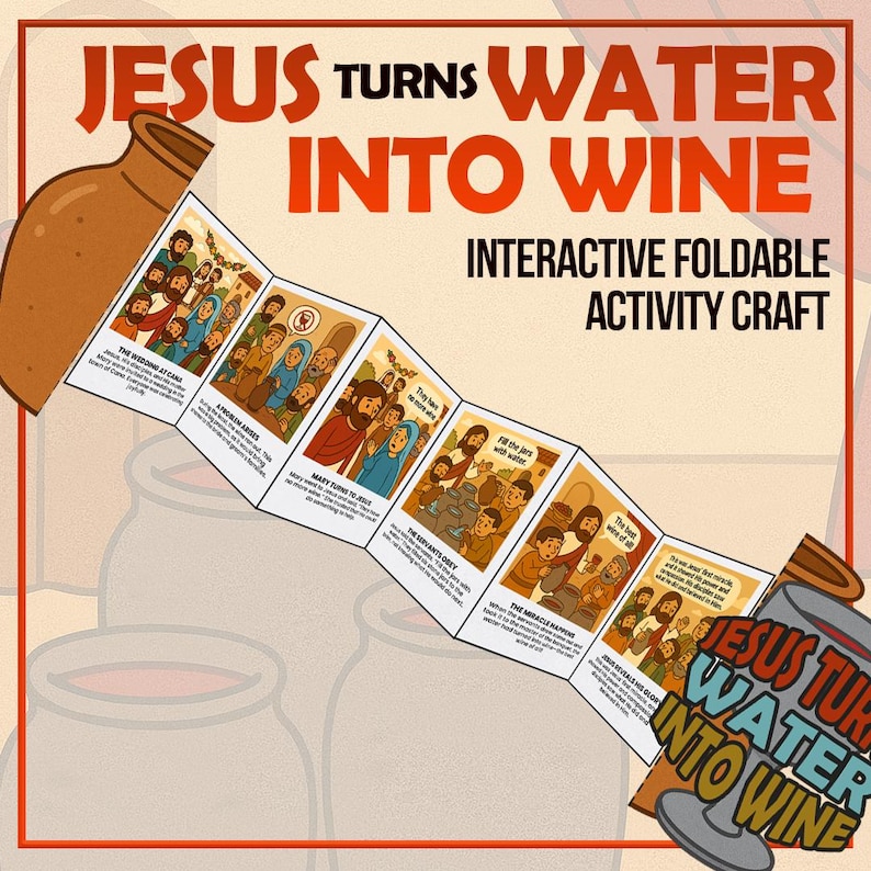 Jesus Turns Water Into Wine Instant Download, Great for Christian Kids ...