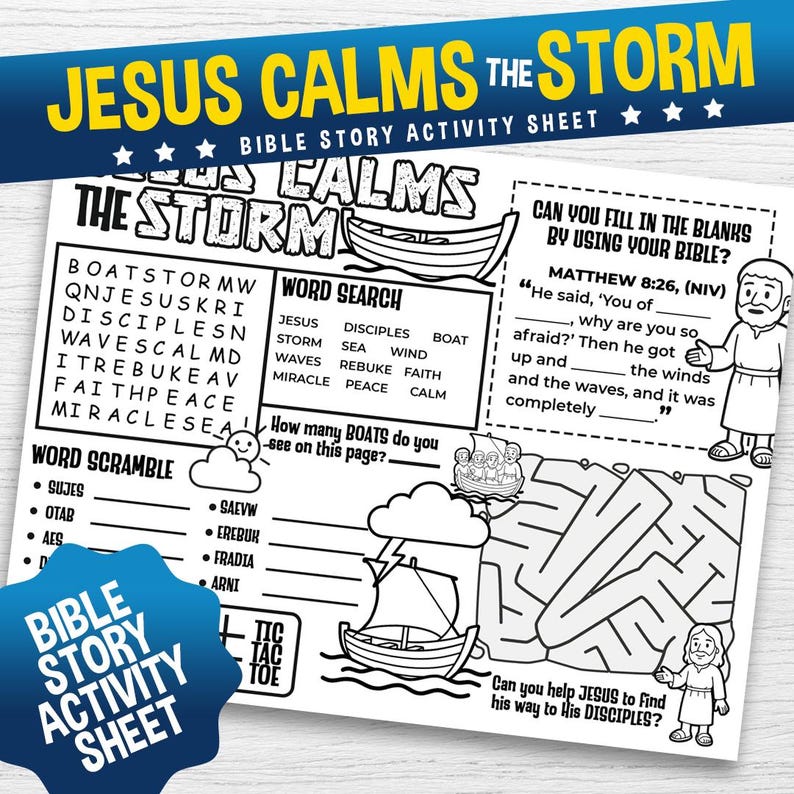 Jesus Calms the Storm Activity – Instant Download, Great Craft for ...