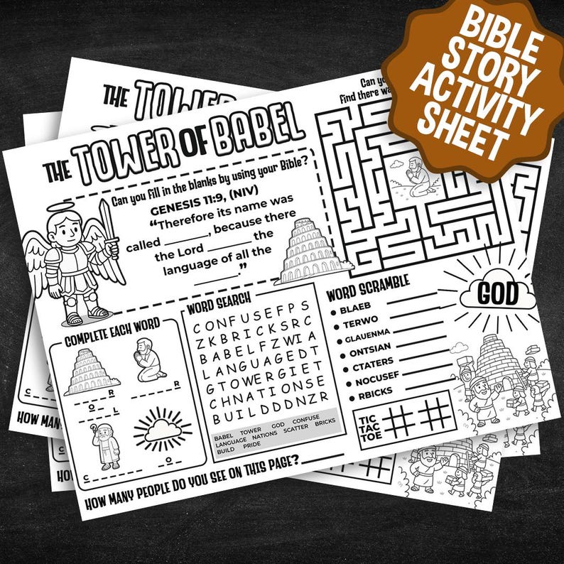 Tower of Babel Activity Sheet – Instant Download, Great Craft for ...