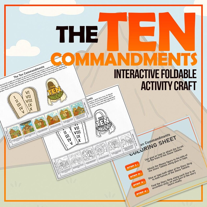 Ten Commandments Foldable Craft: Bible Story Activity (digital Download ...