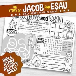 Jacob and Esau Activity Sheet – Instant Download, Great Craft for ...