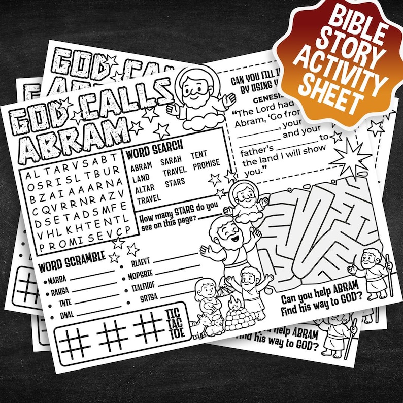 God Calls Abram Activity Sheet – Instant Download, Great Craft for ...