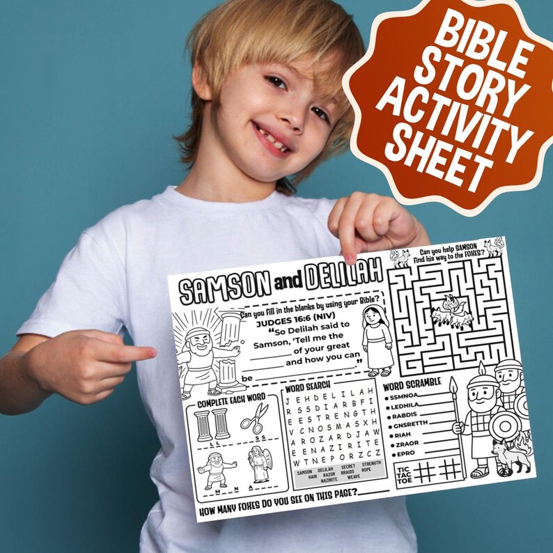 Samson and Delilah Activity Sheet – Instant Download, Great Craft for ...