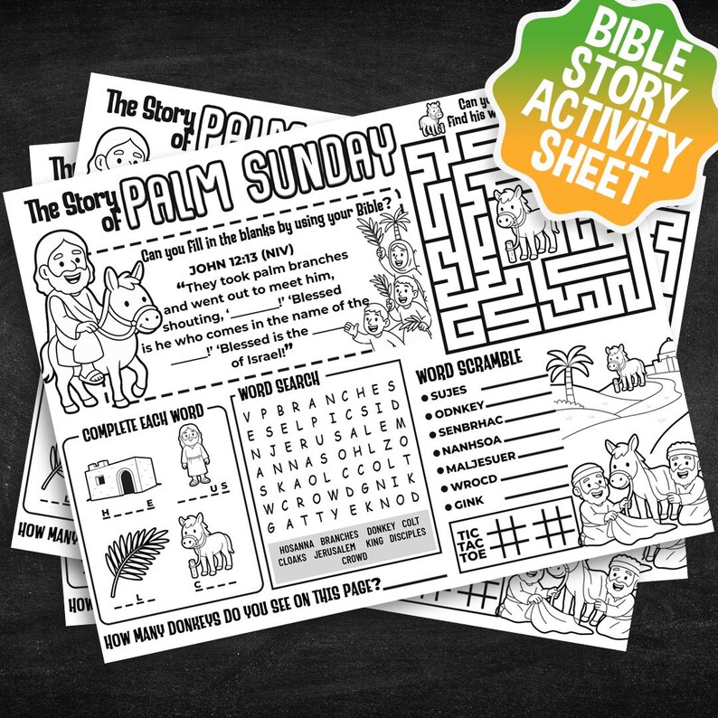 Palm Sunday Bible Activity Sheet – Instant Download, Great Craft for ...