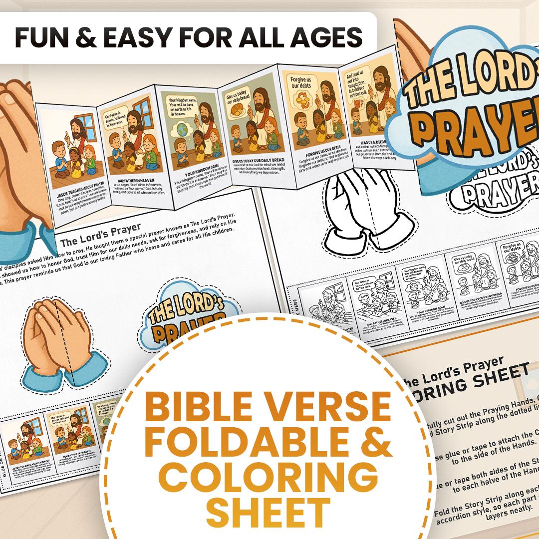 Lord’s Prayer Craft Printable, Bible Prayer Activity for Kids, Sunday ...