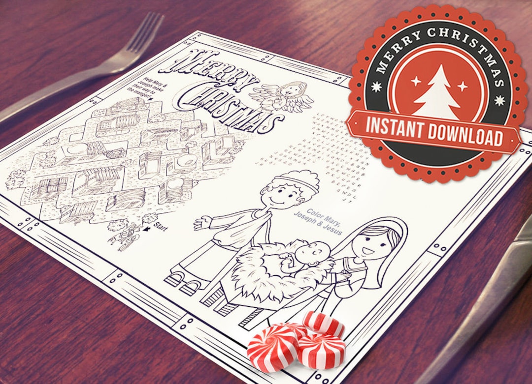 Printable Christmas Placemats for Kids // Children Christmas Coloring ...