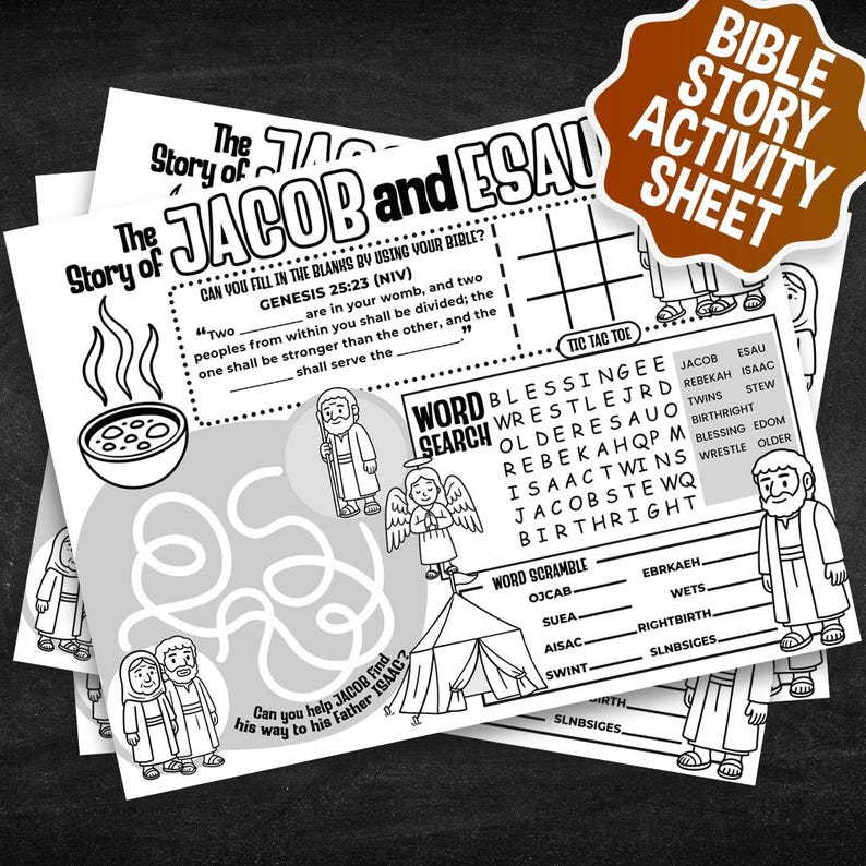 Jacob and Esau Activity Sheet – Instant Download, Great Craft for ...