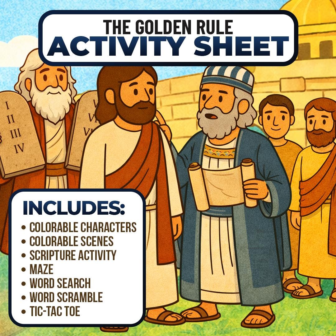 Golden Rule Craft Printable, Bible Activity Page for Kids, Sunday ...