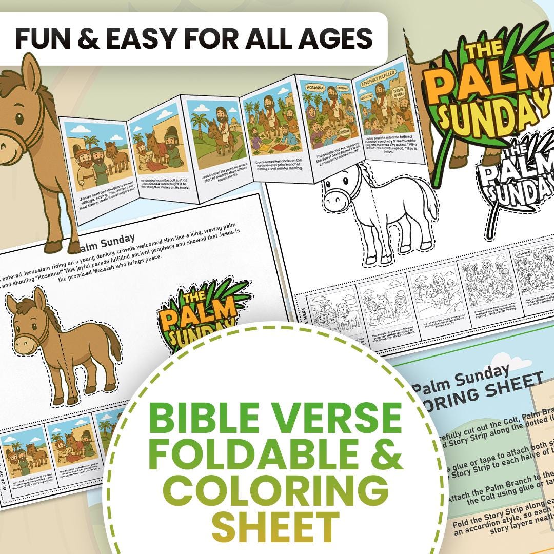 Palm Sunday Foldable Craft: Christian Kids Bible Activity (digital ...