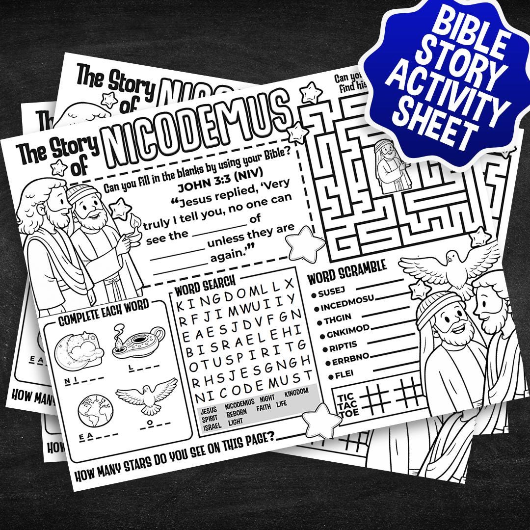 Nicodemus Activity Sheet – Instant Download, Great Craft for Christian ...