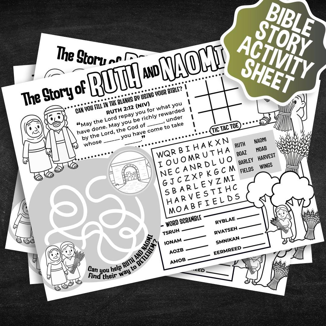 Ruth and Naomi Activity Sheet – Instant Download, Great Craft for ...