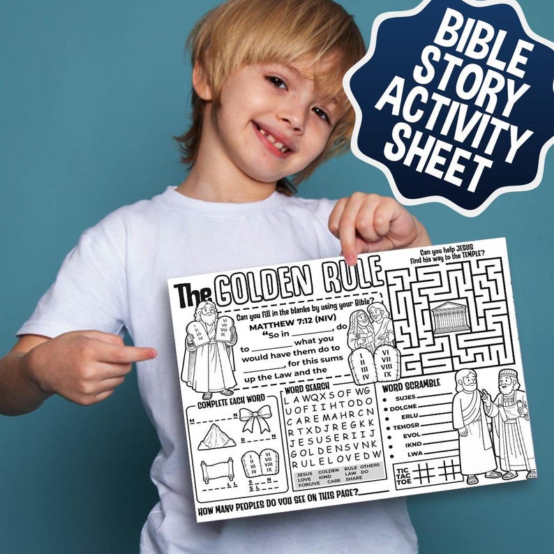Golden Rule Craft Printable, Bible Activity Page for Kids, Sunday ...
