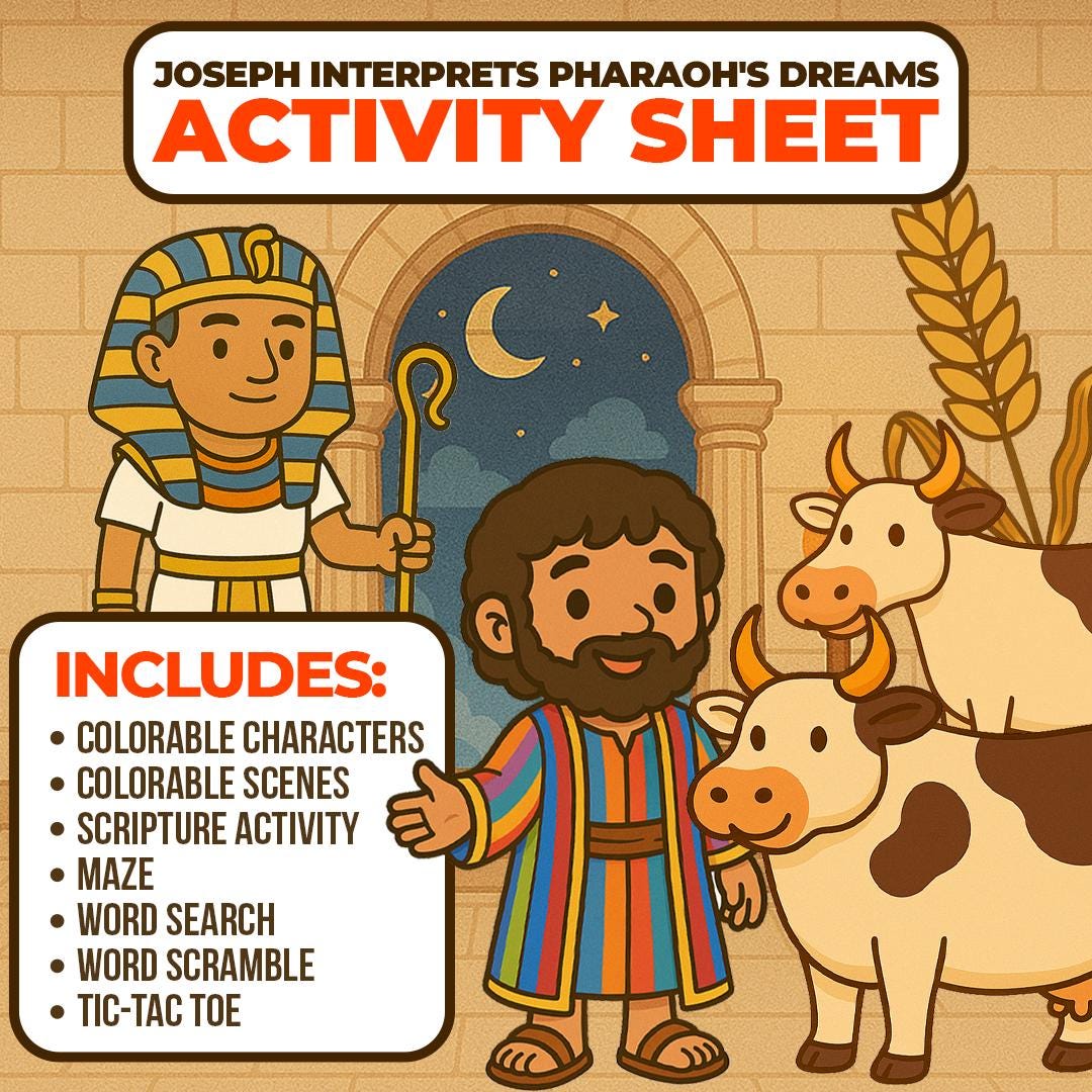 Joseph Interprets Dreams Activity Sheet – Instant Download, Great Craft ...