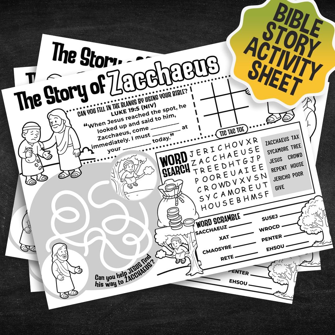 Zacchaeus Bible Activity Sheet – Instant Download, Great Craft for ...