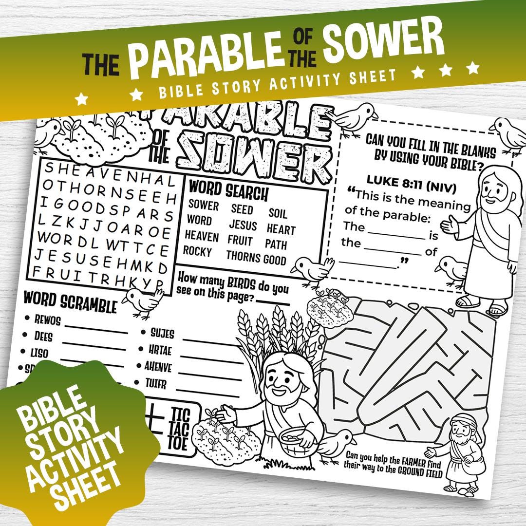 Parable of the Sower Activity Sheet – Instant Download, Great Craft for ...