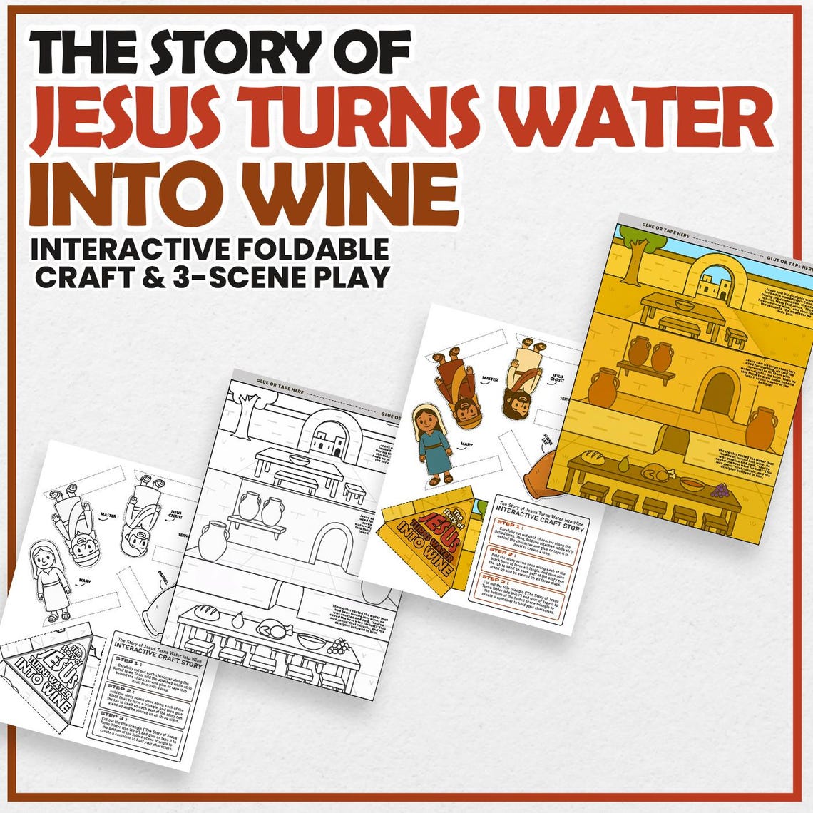 Jesus Turns Water Into Wine Bible Craft | Finger Puppets, Paper Dolls ...