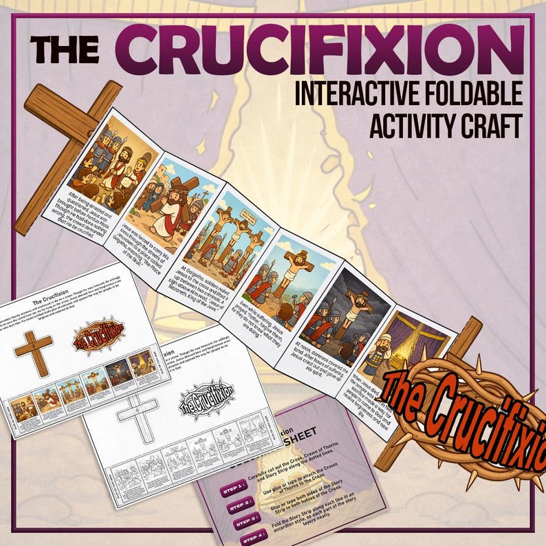 Crucifixion Craft Printable, Jesus on the Cross Bible Story Activity ...