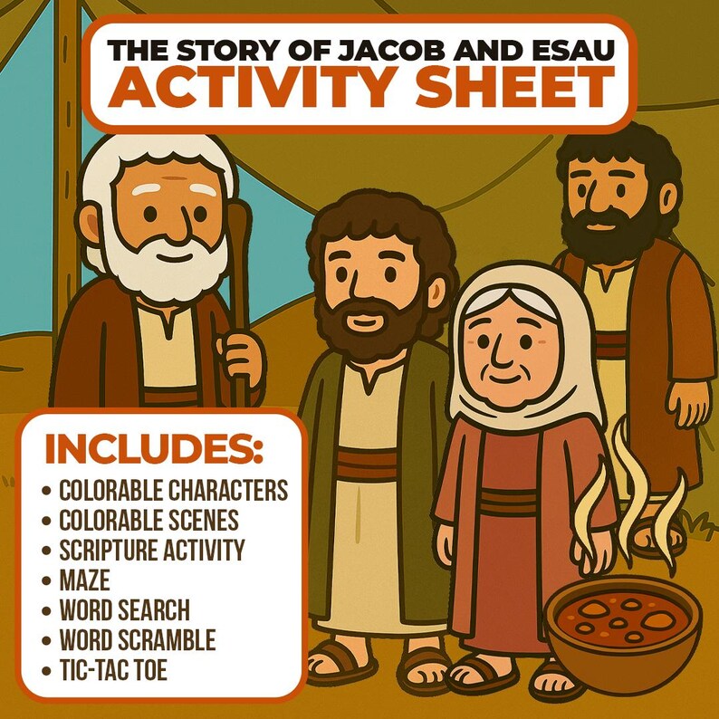 Jacob and Esau Activity Sheet – Instant Download, Great Craft for ...