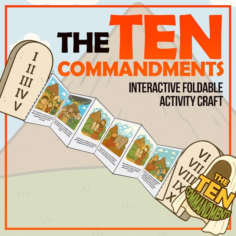 Ten Commandments Foldable Craft: Bible Story Activity (digital Download ...