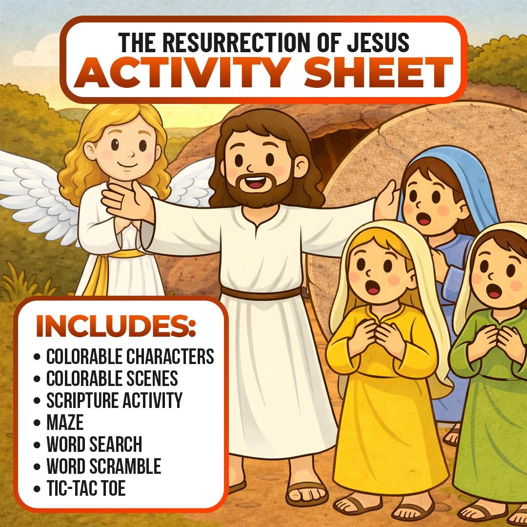 Resurrection of Jesus Craft Printable, Bible Story Activity Page ...
