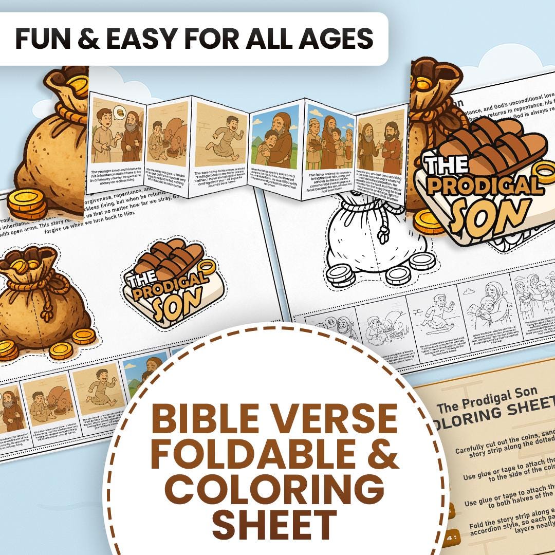 Instant Download the Prodigal Son Foldable Craft Activity, Great for ...