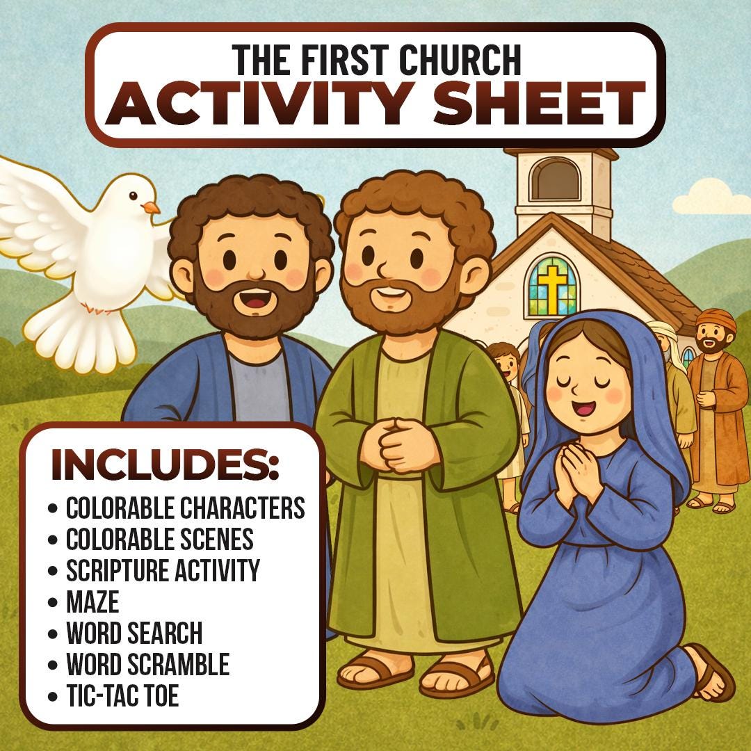 Early Church Craft Printable, Bible Activity Page for Kids, Sunday ...