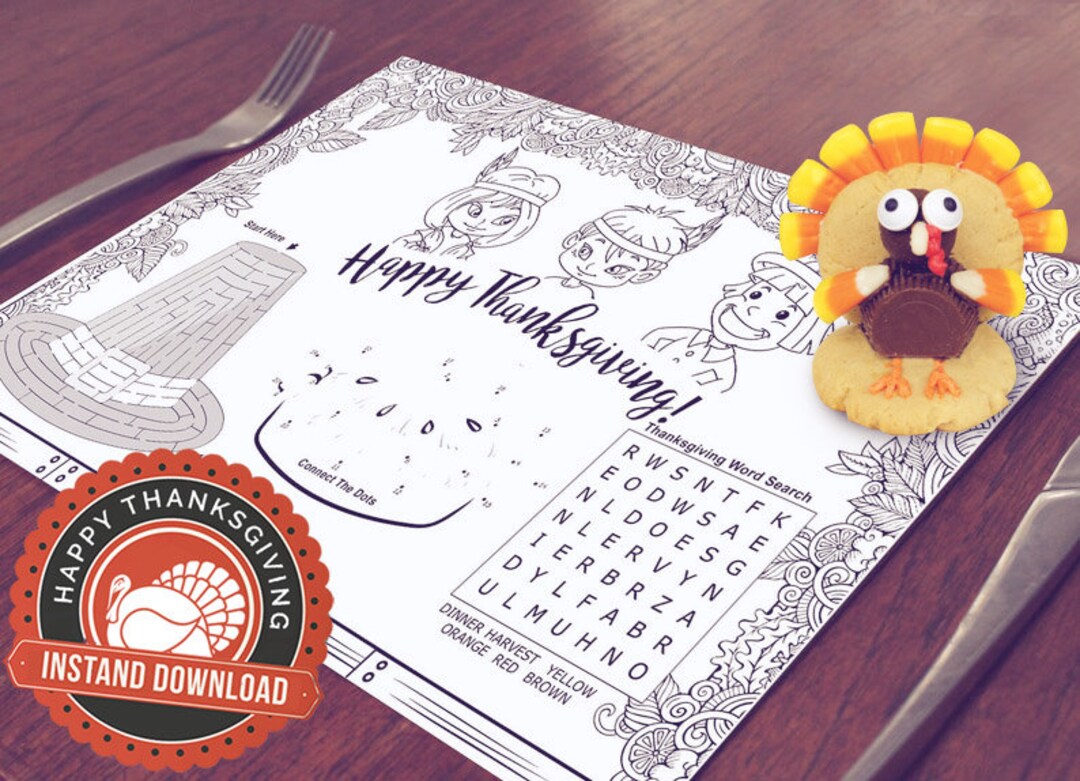 Printable Thanksgiving Placemat for Kids - Etsy