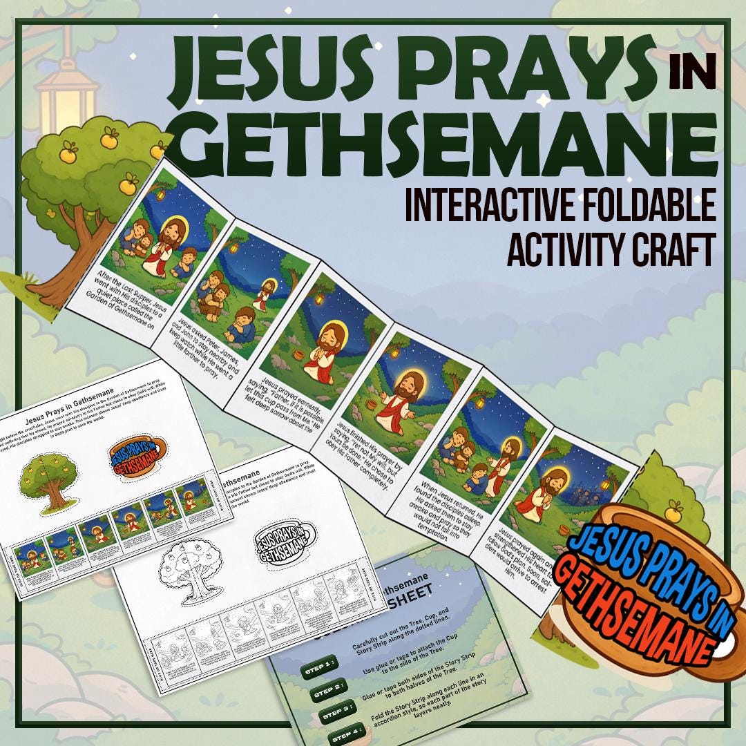 Jesus Prays in Gethsemane Craft Printable, Bible Story Activity for ...