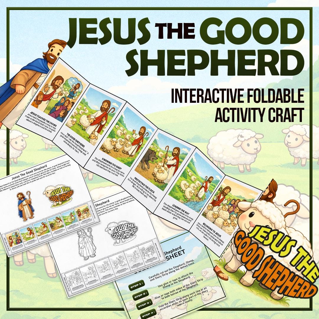 Jesus the Good Shepherd Instant Download, Great for Christian Kids ...